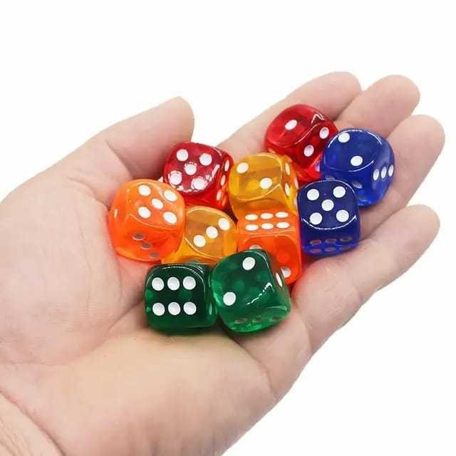 Jual 15mm Dadu transparan bening warna dice satuan board game 1.5cm 1.5 ...