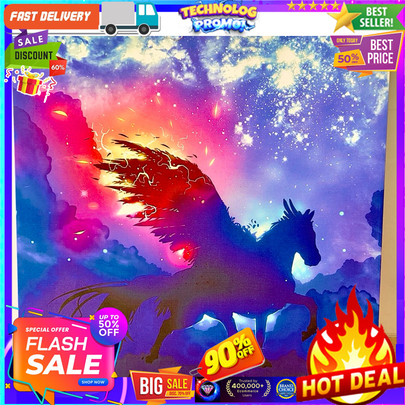 Jual LUKISAN GAMBAR CANVAS Cantik Mewah Kuda Buraq FULL HD 100cm X ...