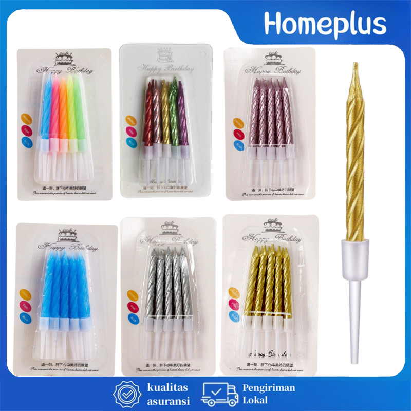 Jual HomePlus Lilin Ulang Tahun 10 Pcs Spiral Candle Mini Korean Lilin ...