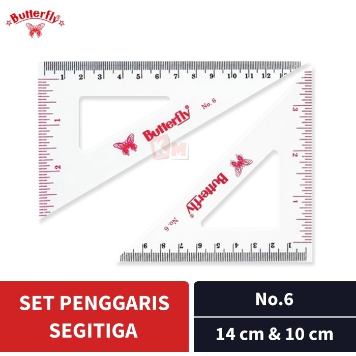 Jual Set Penggaris Segitiga Butterfly BT No.6 Isi 2 Siku-Siku & Sama ...