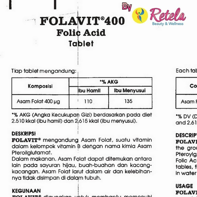 Jual Folavit 400 Mcg 1 Strip Isi 10 Tablet/ Folic Acid | Shopee Indonesia