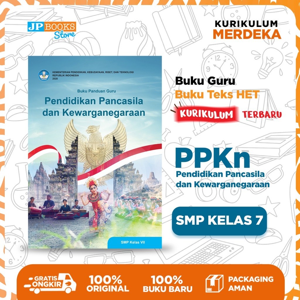 Jual JP Books – (KURIKULUM TERBARU) Buku Guru / Buku Teks Utama HET Kurmer Sekolah PPKn SMP ...