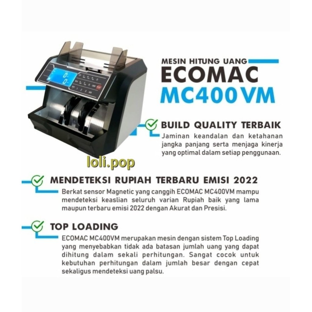 Jual ECOMAC MC-400 VM PLUS / Money TOP Counter / Mesin Hitung Uang MC 400VM | Shopee Indonesia