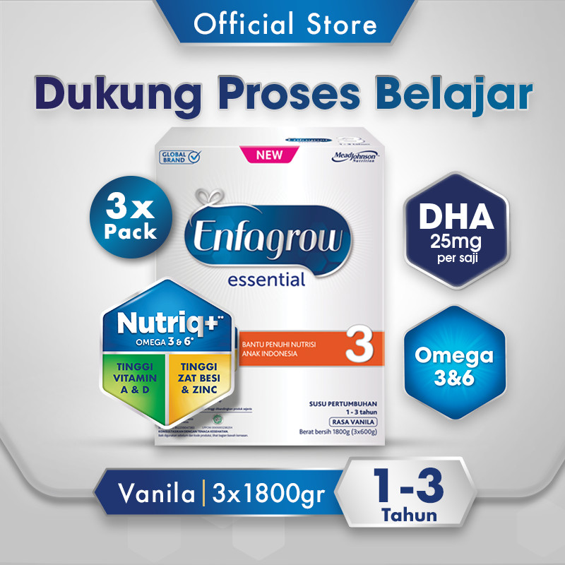 Jual Enfagrow Essential 3 Susu Formula Anak 1 - 3 Tahun 1800 gr x 3 ...