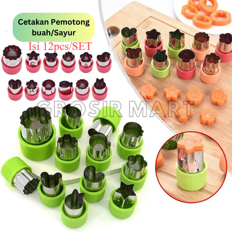 Jual 12 pcs / set Cetakan Pemotong Sayuran Buah Kue Keju Biskuit Bentuk ...