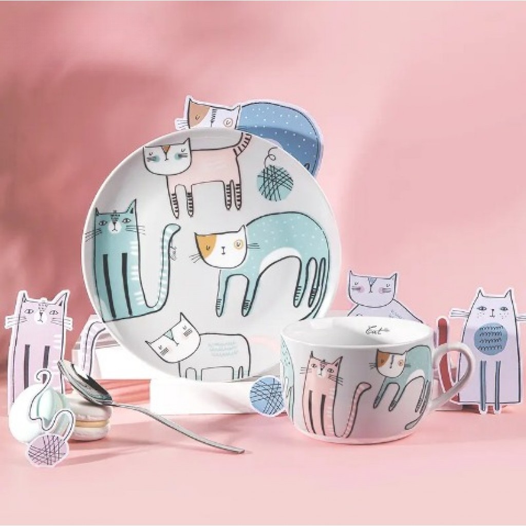 Jual Set Piring Kucing by Plateful n co | Shopee Indonesia