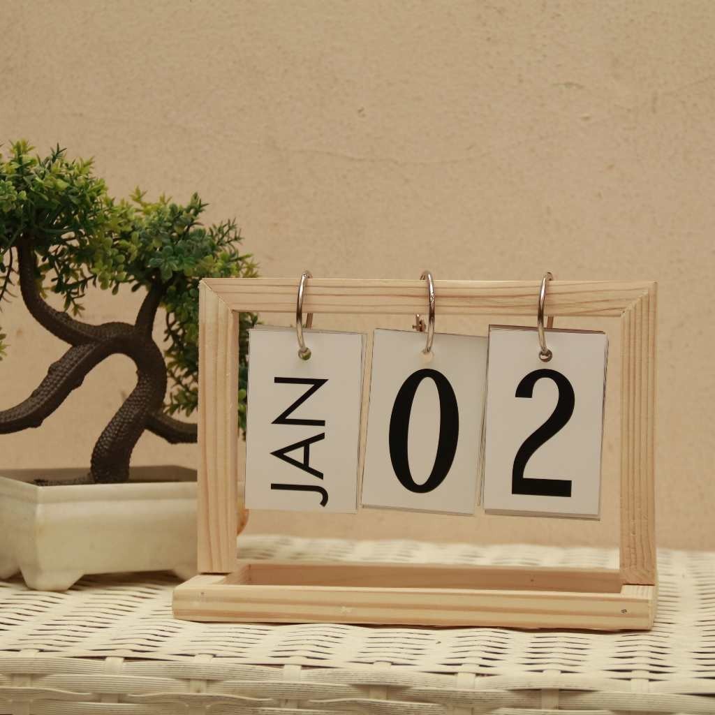 Jual Kalender Meja Kayu Estetik 2024 | Kalender Duduk Kayu Ring - Aboy ...