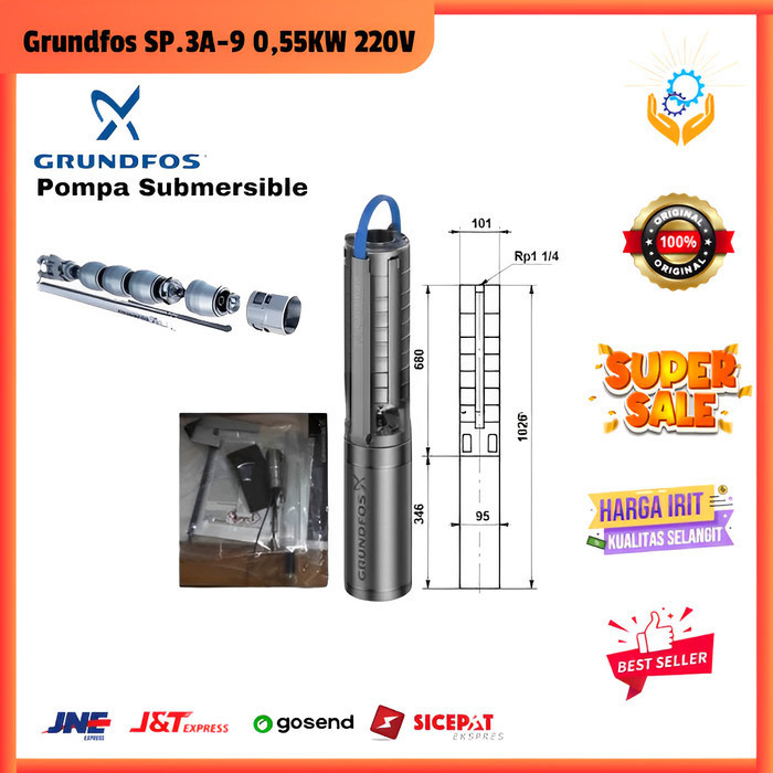 Jual Pompa Grundfos SP.3A-9 0,55KW 220V Pompa Submersible Grundfos ...