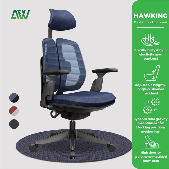 Jual HAWKING Kursi Kantor Ergonomis Kursi Kerja Working Gaming Chair ...
