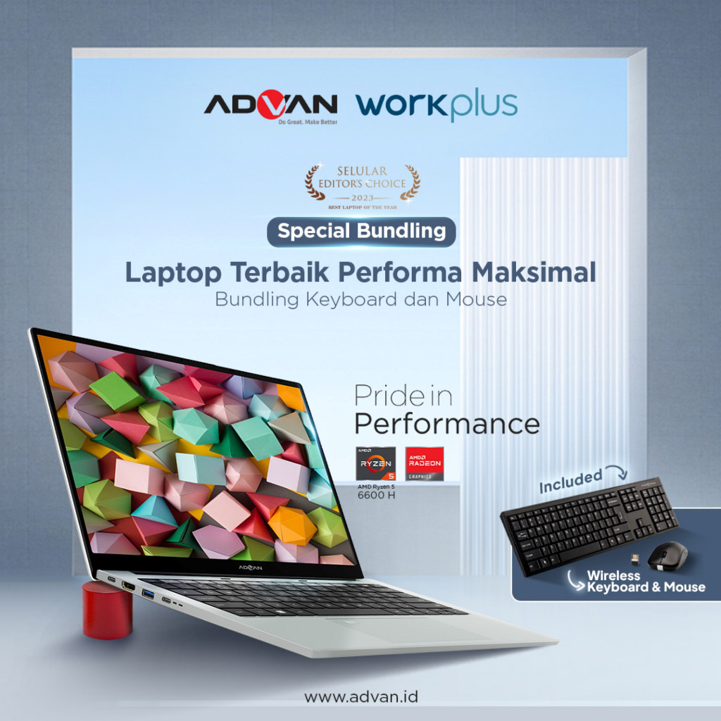 Jual ADVAN Laptop Workplus AMD Ryzen 5 6600H 14'' FHD IPS 16Gb 512Gb 1 ...
