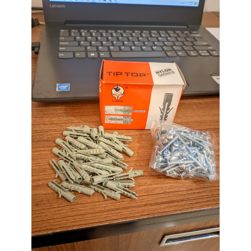 Jual PAKET SKRUP TAPING 6X1 SEKRUP PUTIH 100pcs DAN BAUT PLASTIK S6 ...