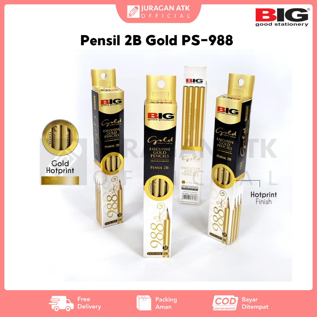 Jual Pensil 2B Gold BIG Standar Ujian Komputer PS-988 (1Pack Isi 12Pcs ...