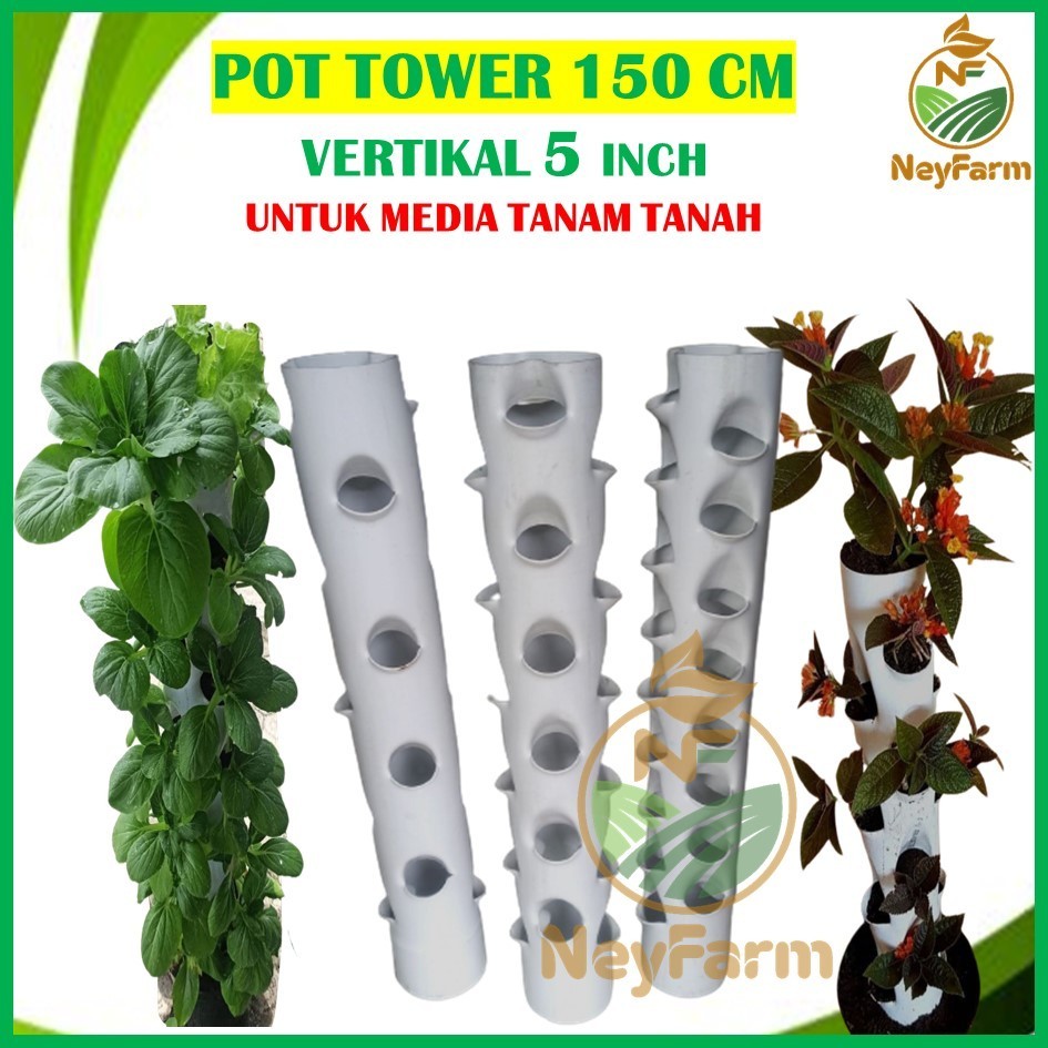 Jual 1 Meter Growing Pot Tower Pot Paralon 5 Inchi Vertikultur Pot ...