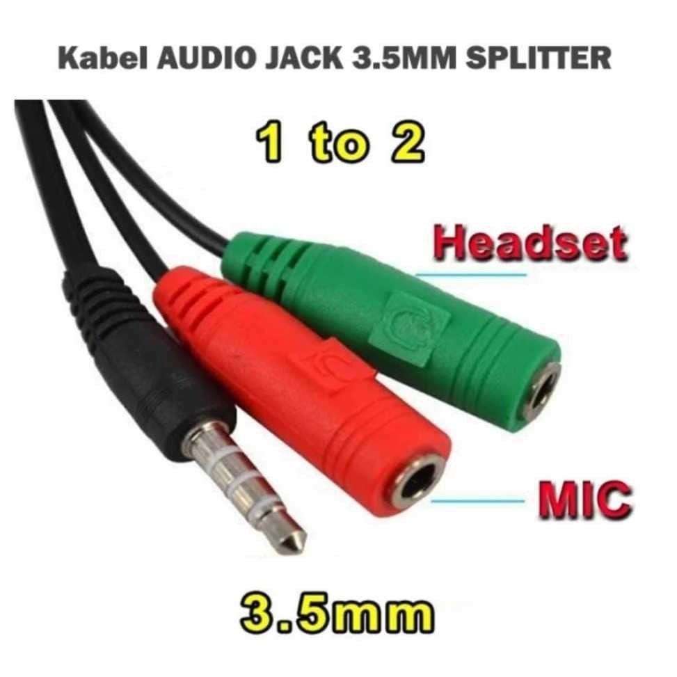 Jual (MC8) Kabel Jack Audio 2 in 1 Adapter Converter Handsfree/Kabel Audio Splitter Jack 3.5mm ...