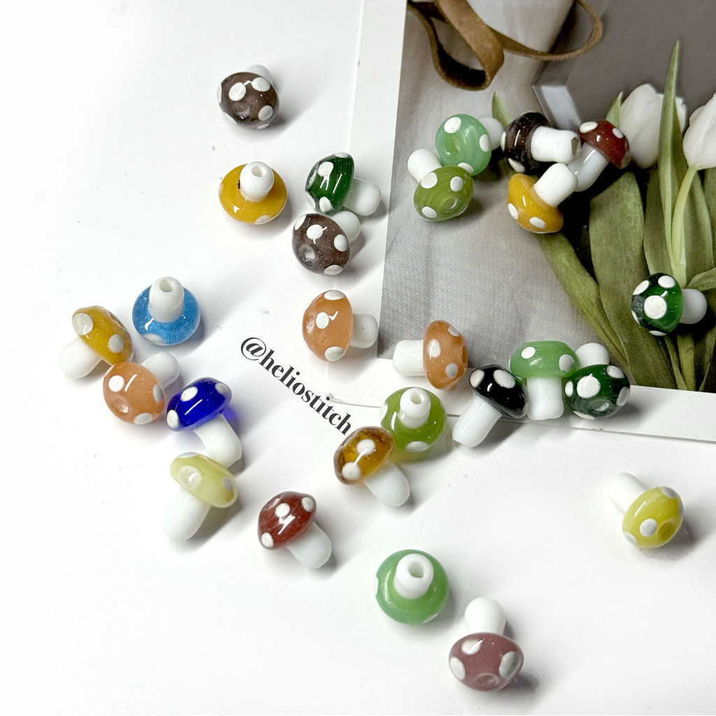 Jual 1 pcs Manik-manik Mote Kaca Genuine Glass Beads - Jamur Bulat ...
