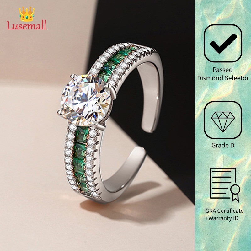 Jual Lusemall Cincin Zamrud 1 Karat Ring Baris Berlian Persegi Kecil ...