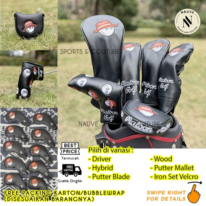 Jual Korea Golf Head Cover Black Edition Iron Set Driver Fairway Wood ...