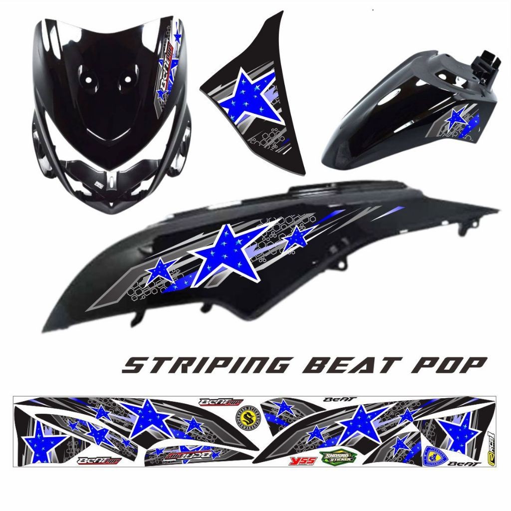 Jual POLET SETIKER STRIPING VARIASI STICKER HONDA BEAT POP MOTIF ...