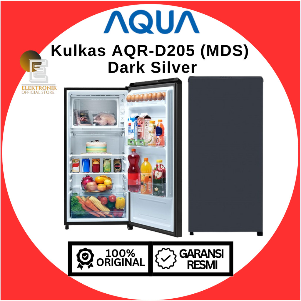 Jual AQUA Kulkas 1 Pintu AQR-D205 Dark Silver MDS/AQRD205MDS/100% ...
