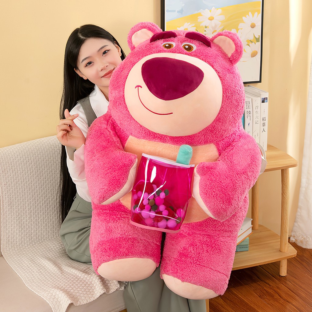 Jual Cartoon Anime Toy Story Lotso Plush Toy Kawaii Milk Tea Strawberry ...