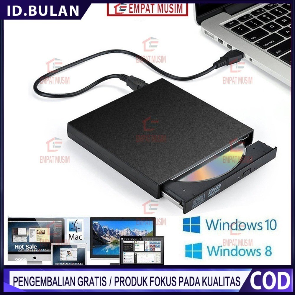 Jual External DVD Drive Slim Portable Optical Drive Writer DVD/CD/VCD Burner Rewriter CD ROM ...