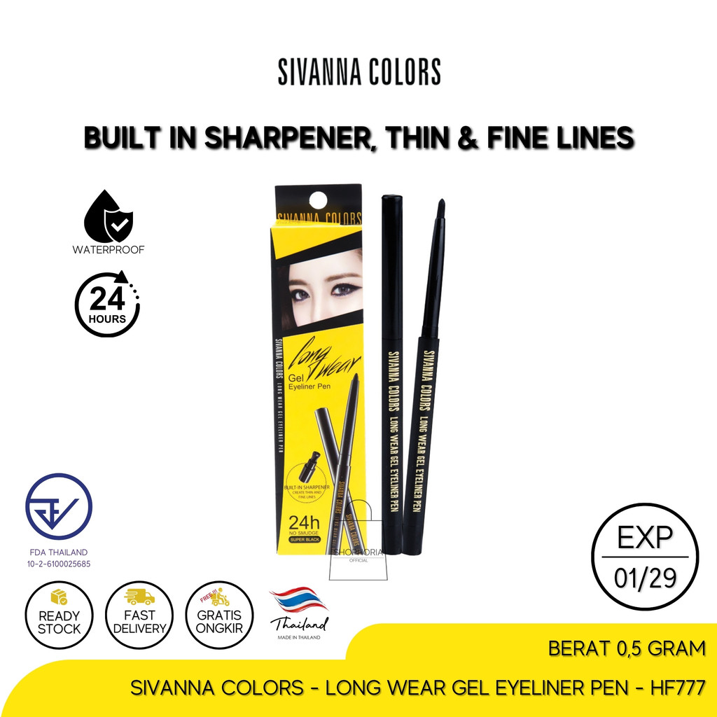 Jual Sivanna Colors Long Wear Gel Eyeliner Pen Super Black HF777 Original Thailand GelLiner ...