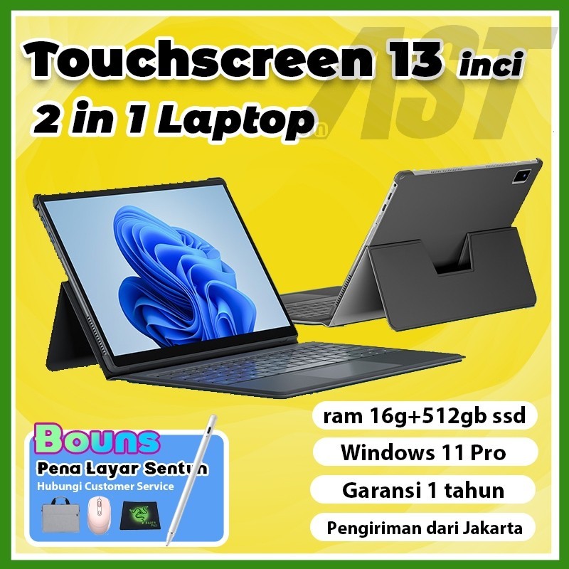 Jual AST Touchscreen 2 in 1 Laptop T103 Intel N5095 13.1" Ram 16+512gb SSD Silver&Hijau Windows ...