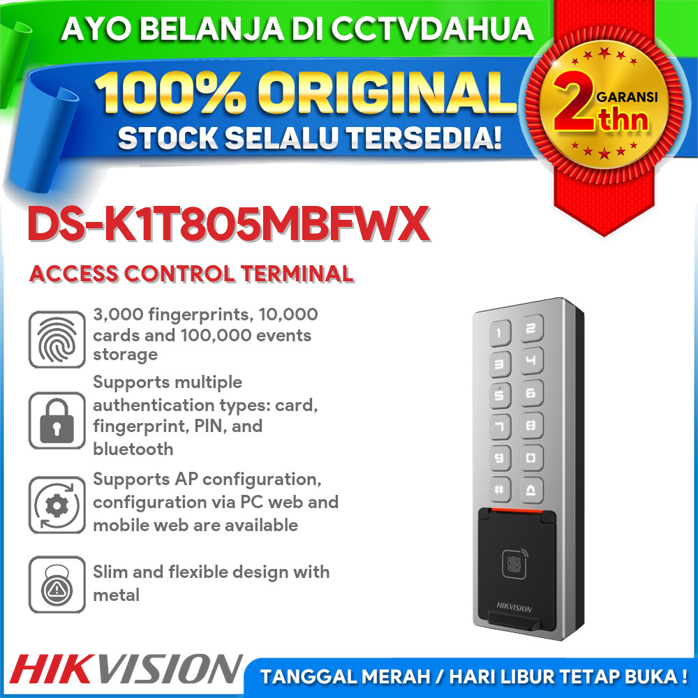 Jual HIKVISION DS-K1T805MBFWX FINGERPRINT BLUETOOTH ACCESS CONTROL TERMINAL | Shopee Indonesia
