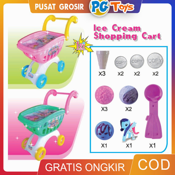 Jual PGTOYS - Ice Cream Shopping Cart Mainan Anak Perempuan Troli ...