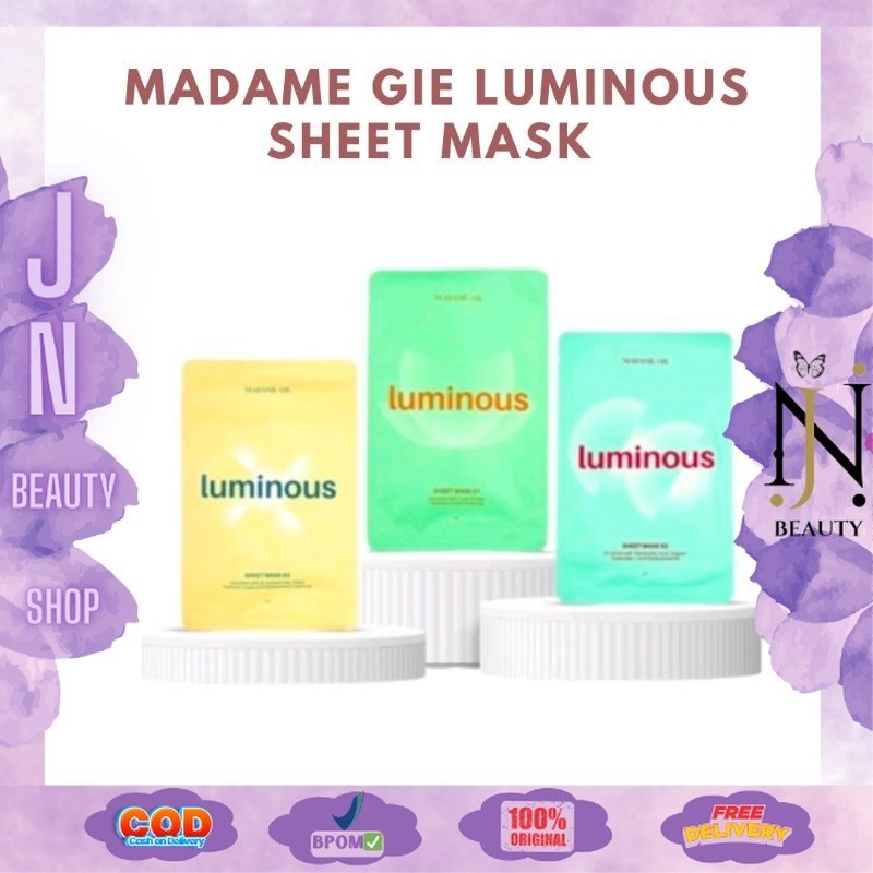 Jual ORIGINAL 100% MADAME GIE LUMINOUS SHEET MASK | Shopee Indonesia