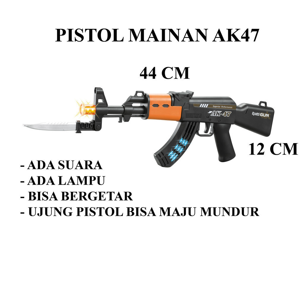 Jual Pistol Mainan AK47 Gun Tembak Tembakan AK-47 Lampu dan Suara Mainan Anak Cowok AMM | Shopee ...
