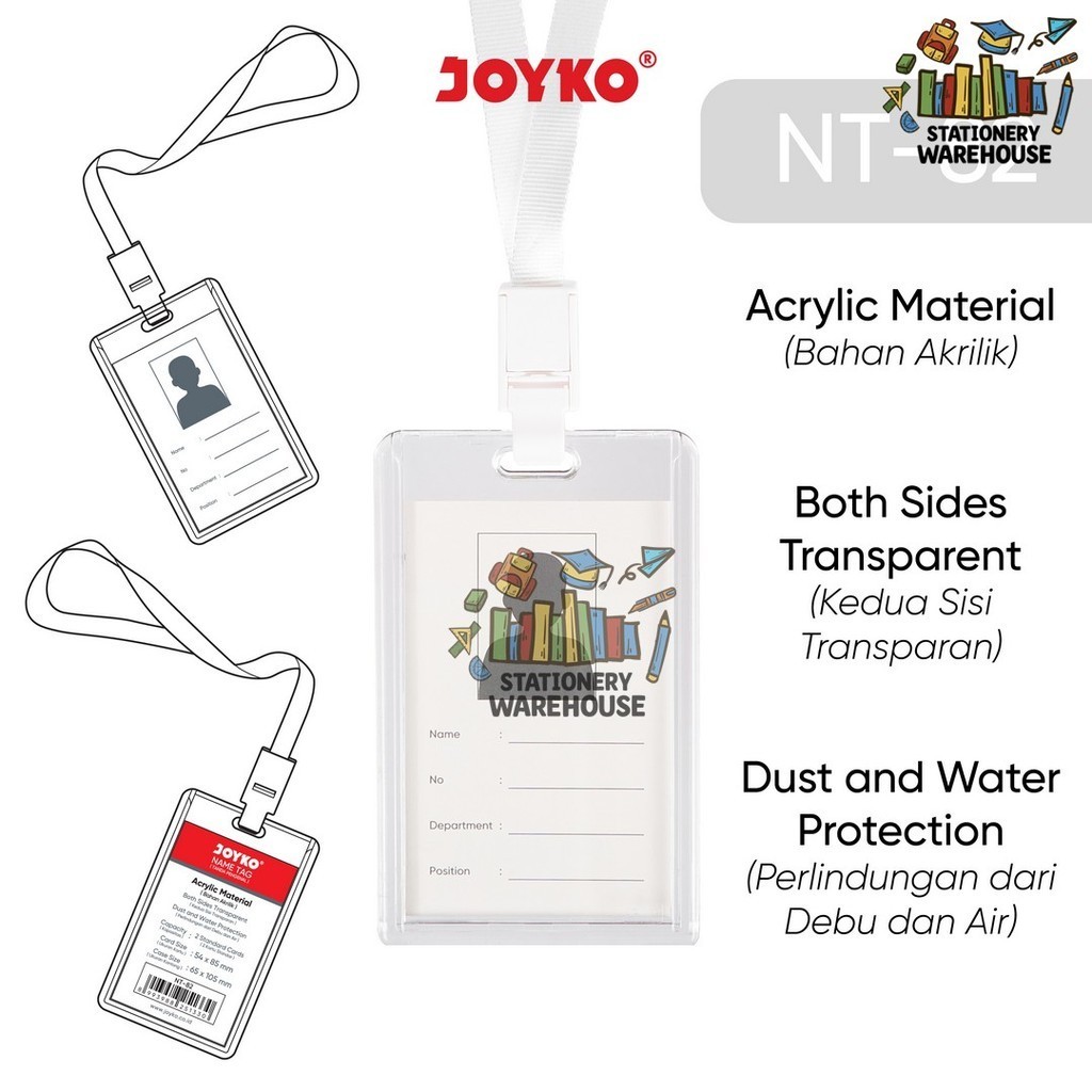 Jual Name Tag Acrylic NT-82 Tanda Pengenal Gantungan Kartu Nama Joyko ...
