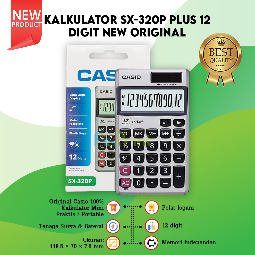 Jual Casio SX-320P Kalkulator Saku Portable 12 Digit Calculator Pocket ORI | Shopee Indonesia