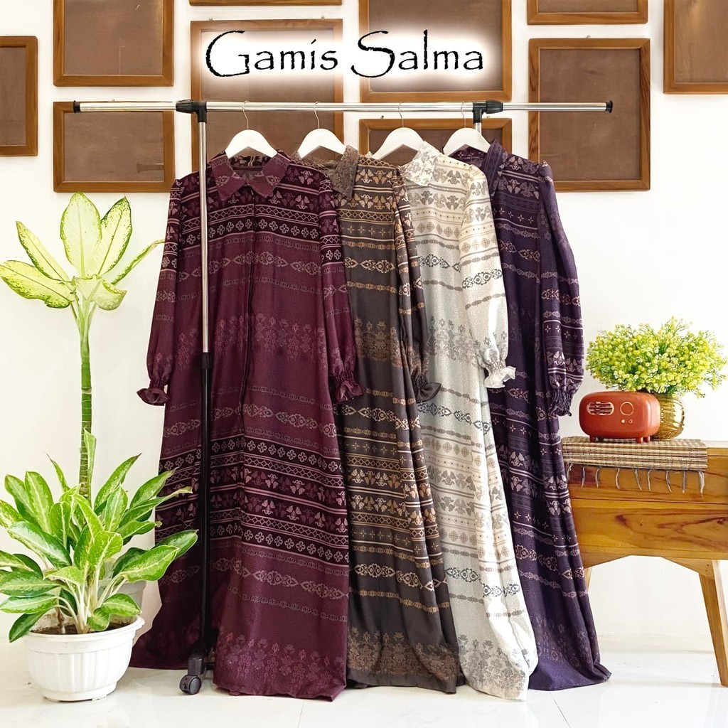Jual 12.12 SALE Gamis Salma Motif Couple Family Baju Harian Simpel ...