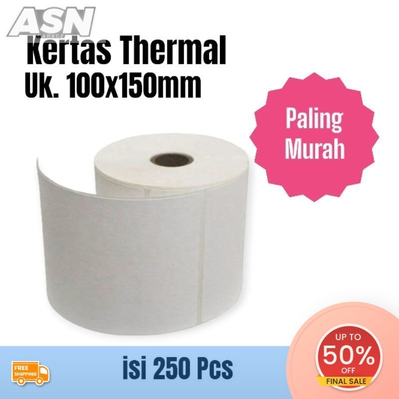 Jual Kertas Label Thermal, Sticker Barcode ukuran A6, 100x150mm isi ...