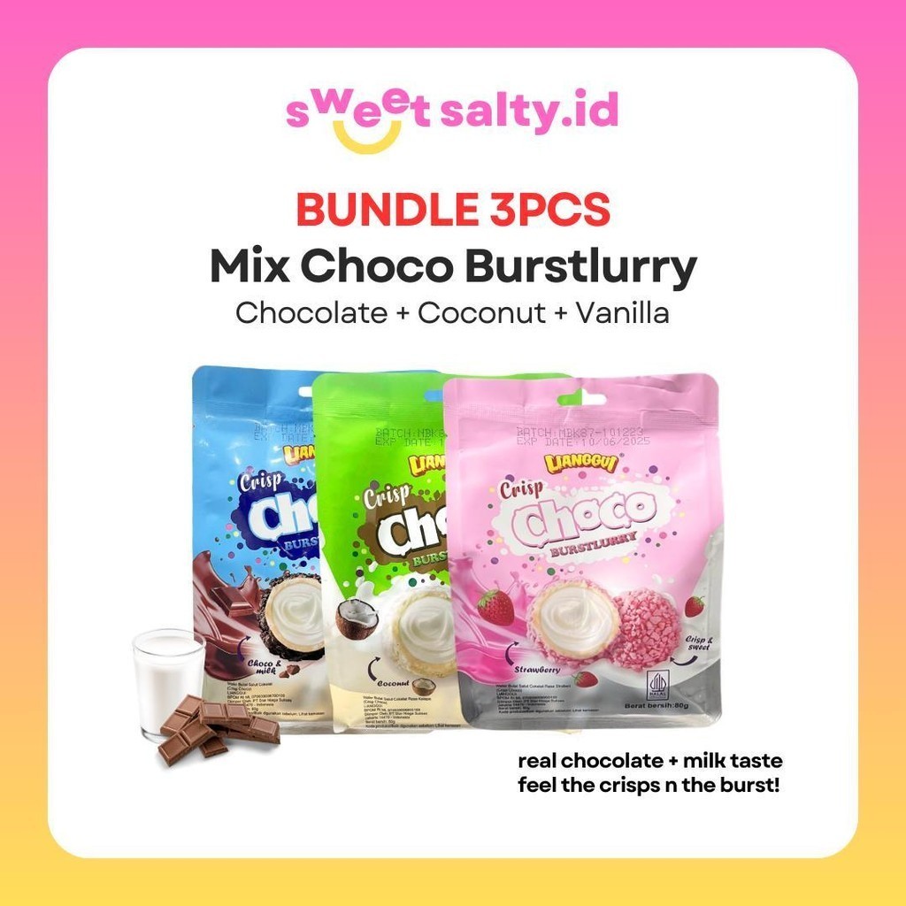 Jual HALAL Lianggui Bundle 3in1 Mix Choco Burstlurry | Wafer Crispy ...