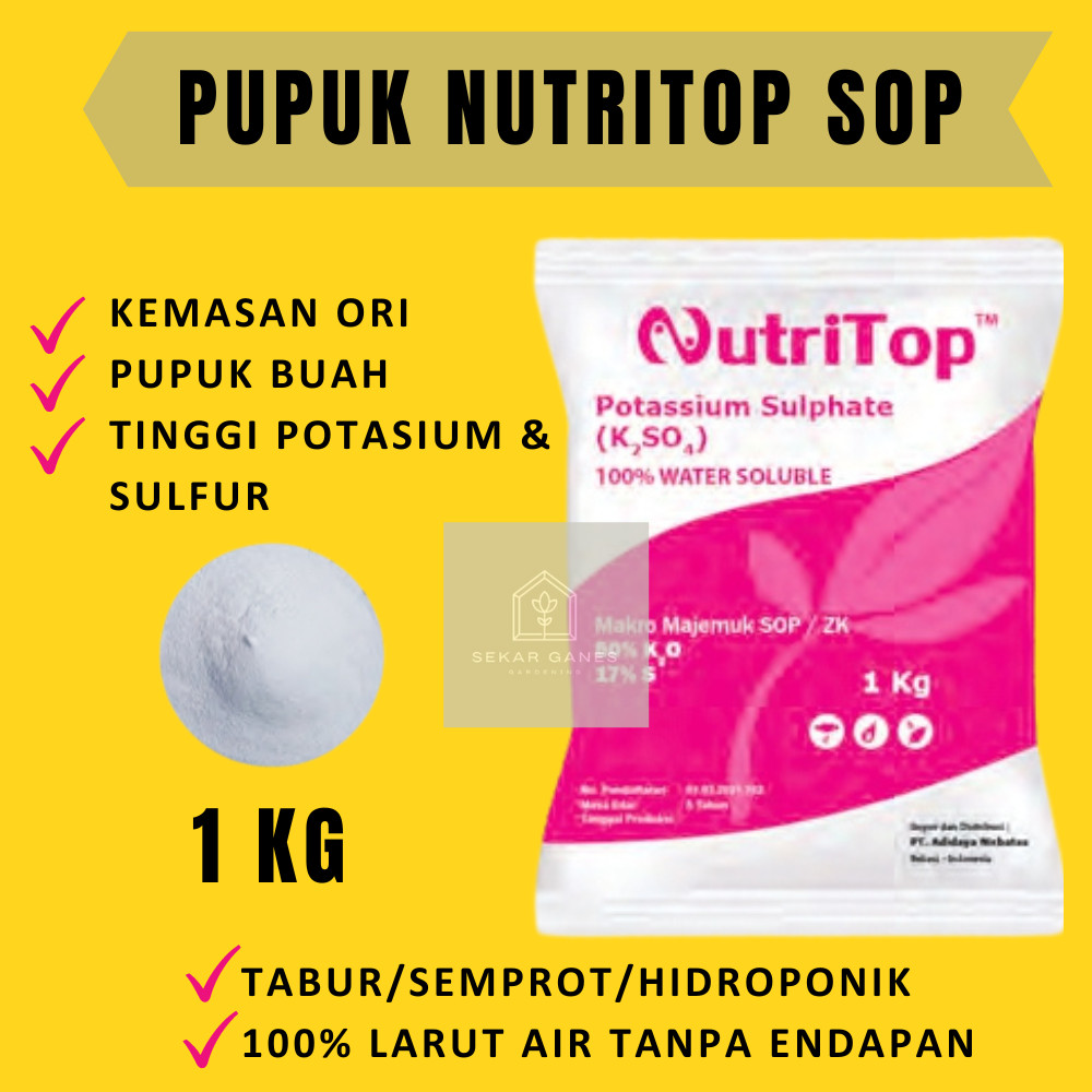 Jual PUPUK SOP 1kg NUTRITOP ORI Potasium Sulfate Kalium Sulfat K2SO4 ...