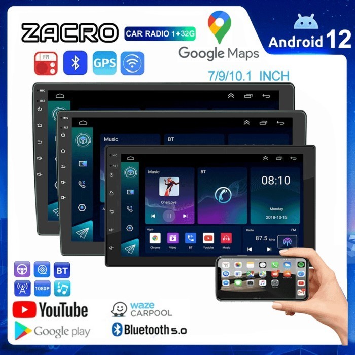 Jual Zacro Head Unit Android 12 7/9/10 Inch Full Hd 1080 Layar Sentuh ...