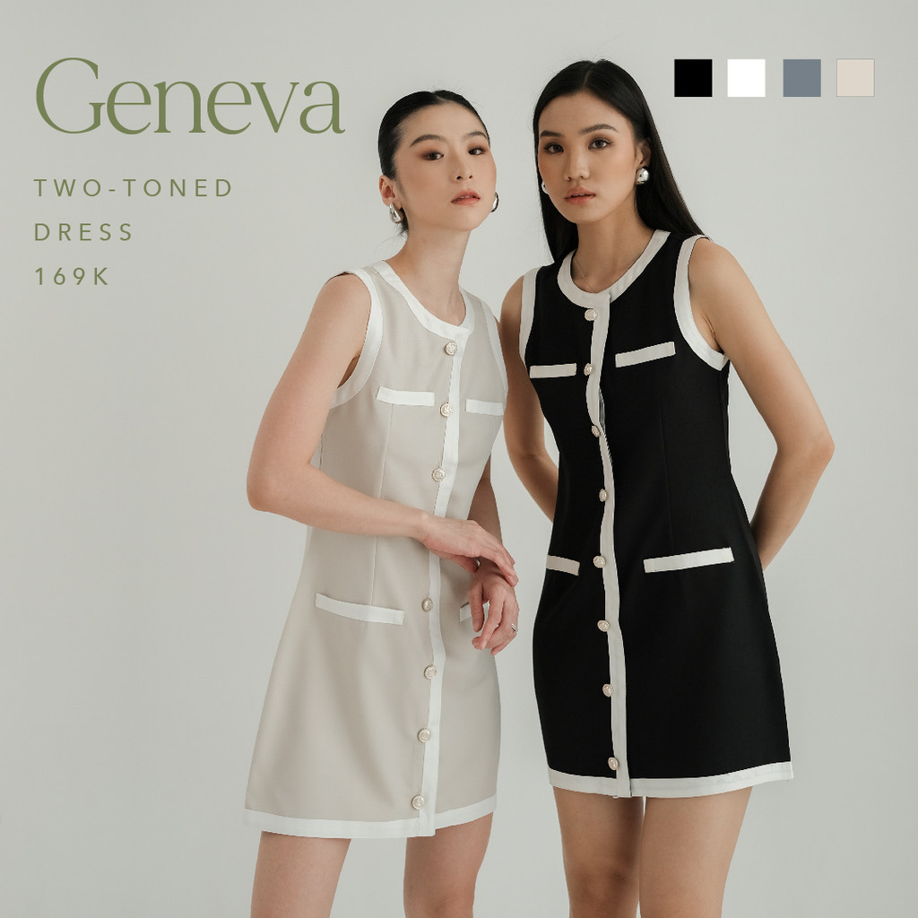 Jual Geneva Two-toned dress -- Ocha Wear | Semi Formal Mini Dress ...