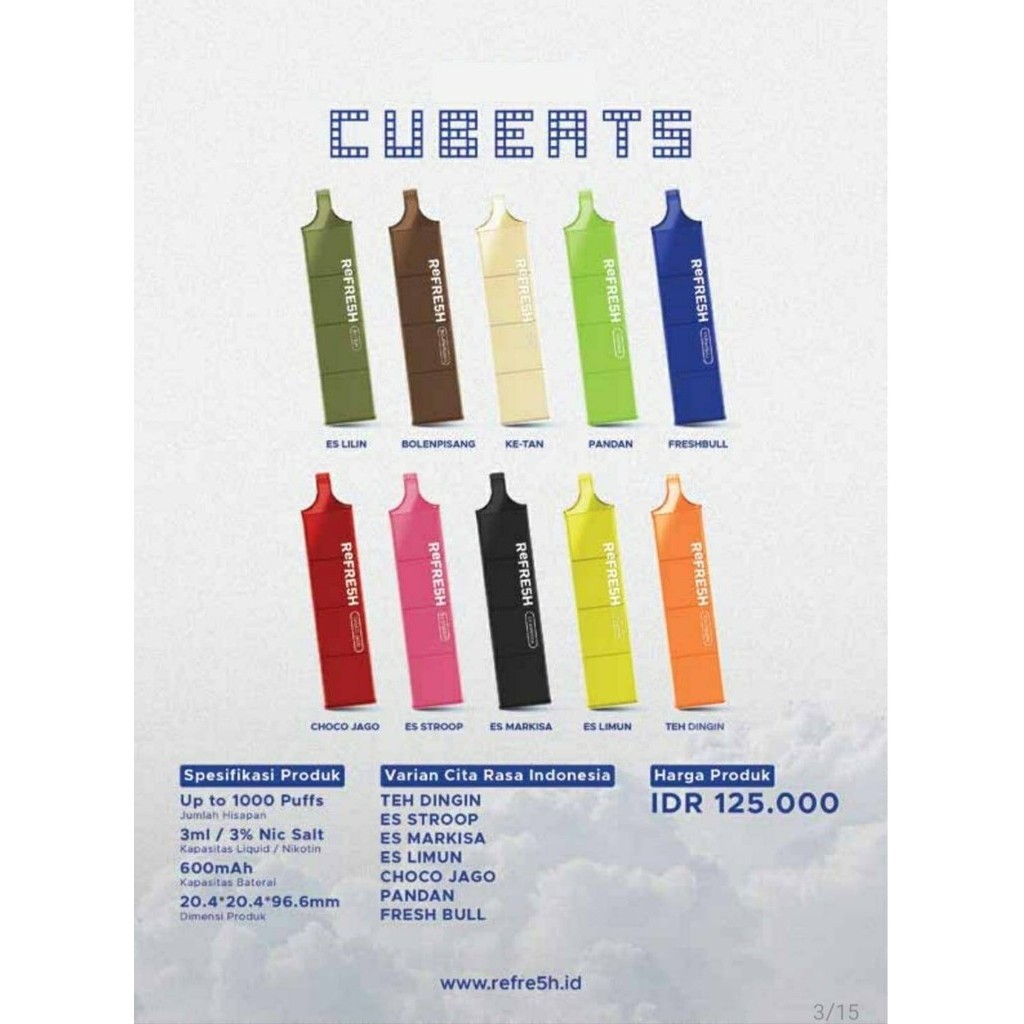 Jual Pod Disposable Refresh CUBEATS 1000Puff | Shopee Indonesia