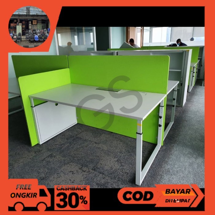 Jual meja workstation 1 set meja + partisi kaki besi UK 160x80 | Shopee ...