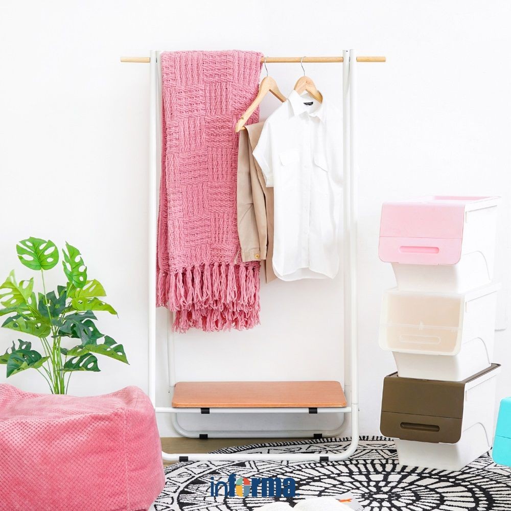 Jual Informa Gantungan Pakaian Dengan Rak Kayu - Putih Stand Hanger ...