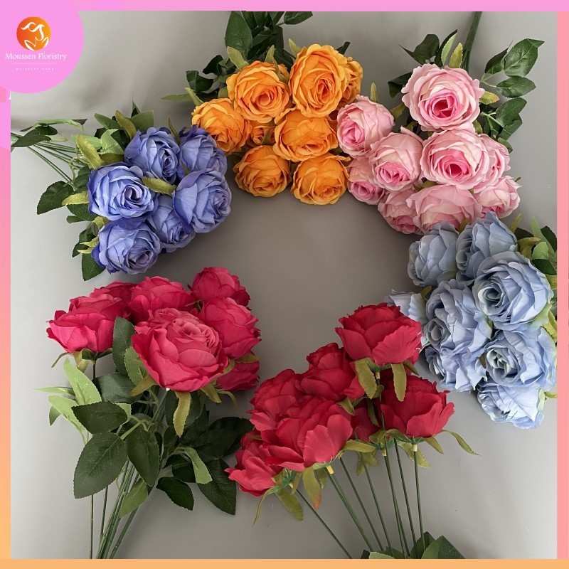 Jual Artificial Flower Bunga Mawar Artificial 9 Bunga Buatan Mawar ...