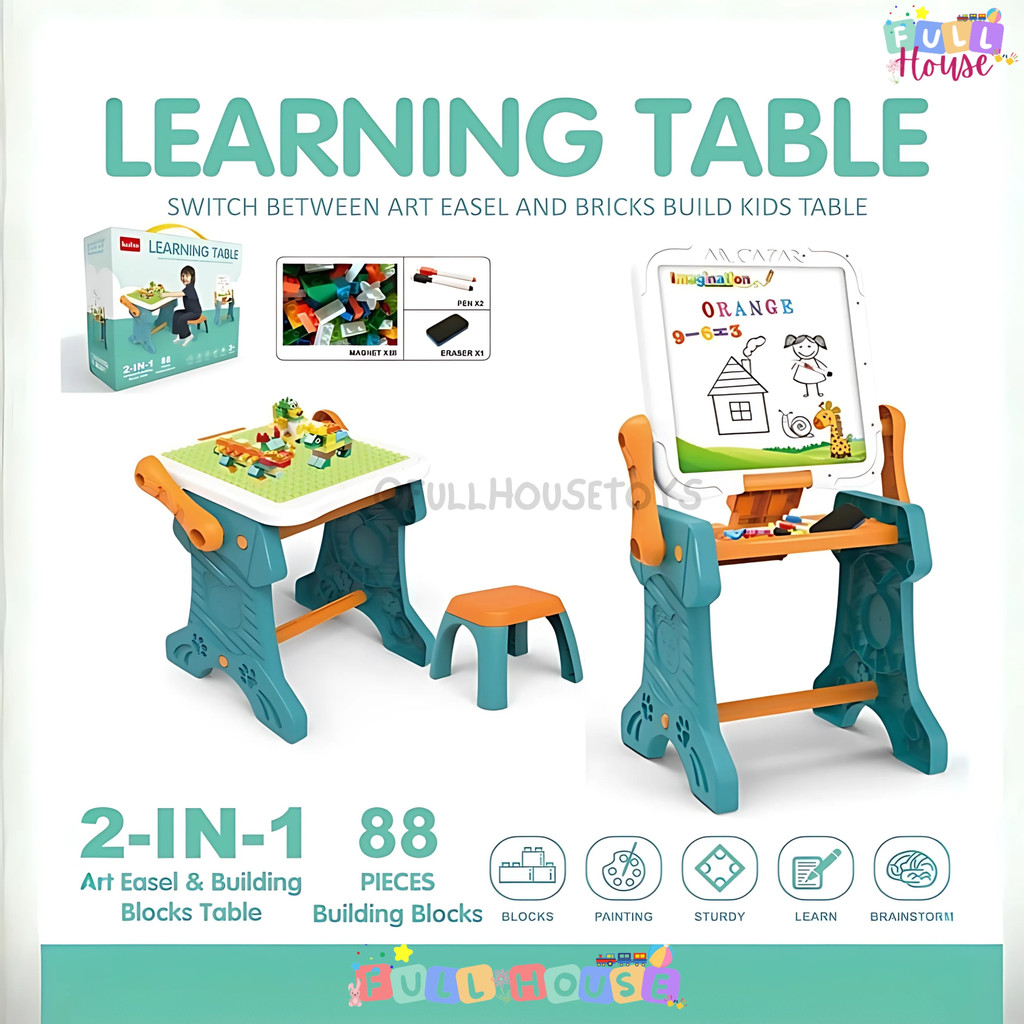 Jual LEARNING TABLE BLOCK MEJA 2 IN 1 EASEL AND BUILDING BLOCKS MEJA ...