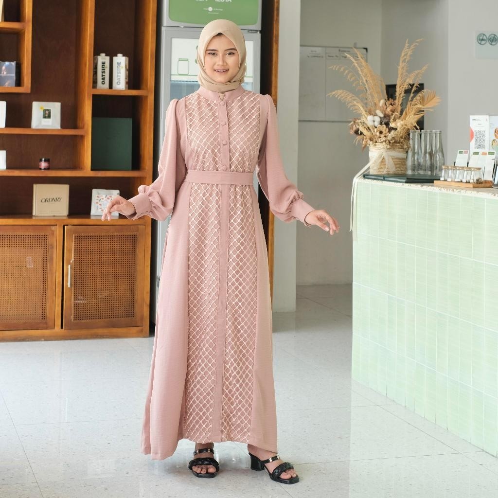 Jual Invera - Dress Delra Tile Jaring Cringkle Airflow Premium Gaun ...