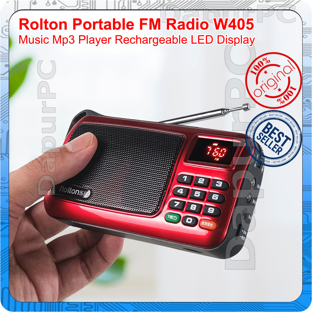 Jual Rolton Portable FM Radio Music Mp3 Player Rechargeable LED Display ...