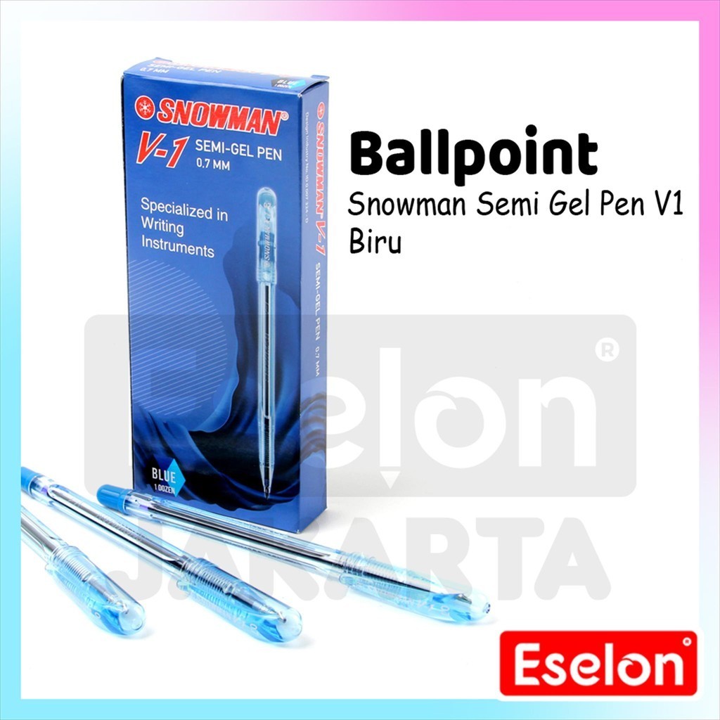 Jual [ES.JKT] 12pc Pulpen Snowman V1 / Pulen Snowman Semi Gel Pen Biru ...