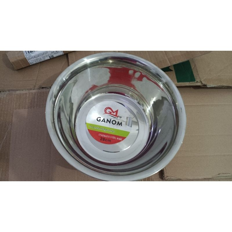 Jual baskom stainless stell ganom 28cm ( tebal) | Shopee Indonesia