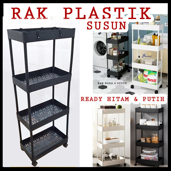 Jual Rak Plastik 4 Susun Penyimpanan Serbaguna Dapur Kamar Mandi Rak ...