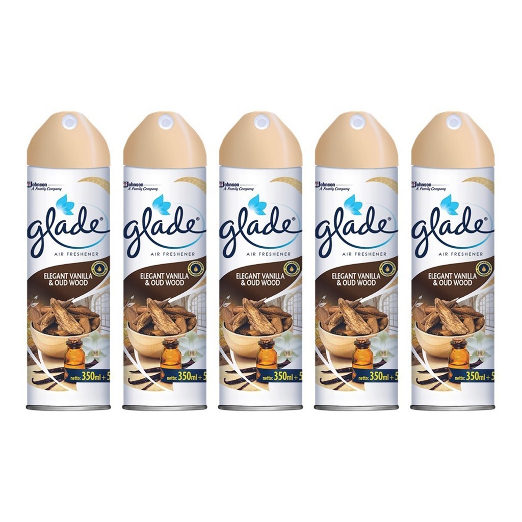 Jual Glade Aerosol Elegant Vanilla & Oud Wood 350 ml x5 | Shopee Indonesia